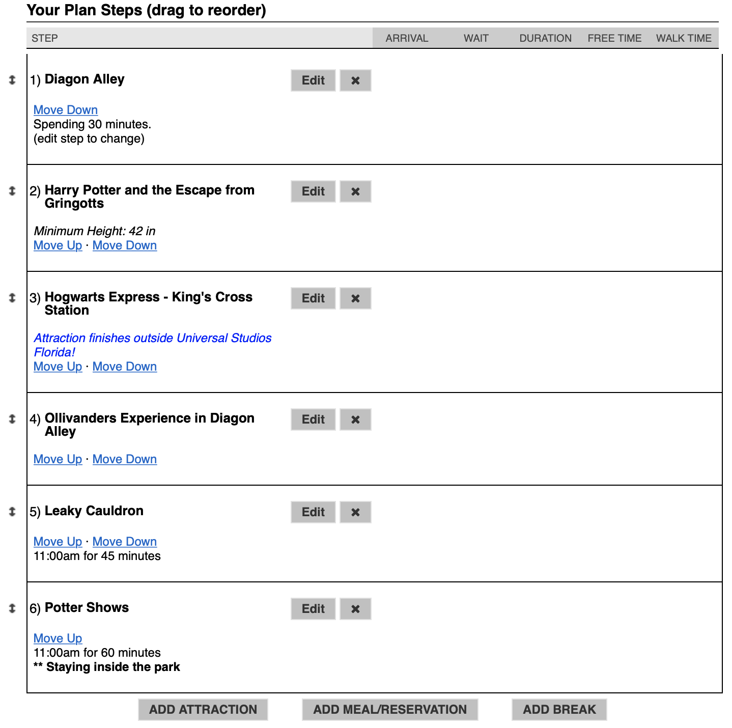 Customizing a Universal Orlando Touring Plan with Hogwarts Express ...