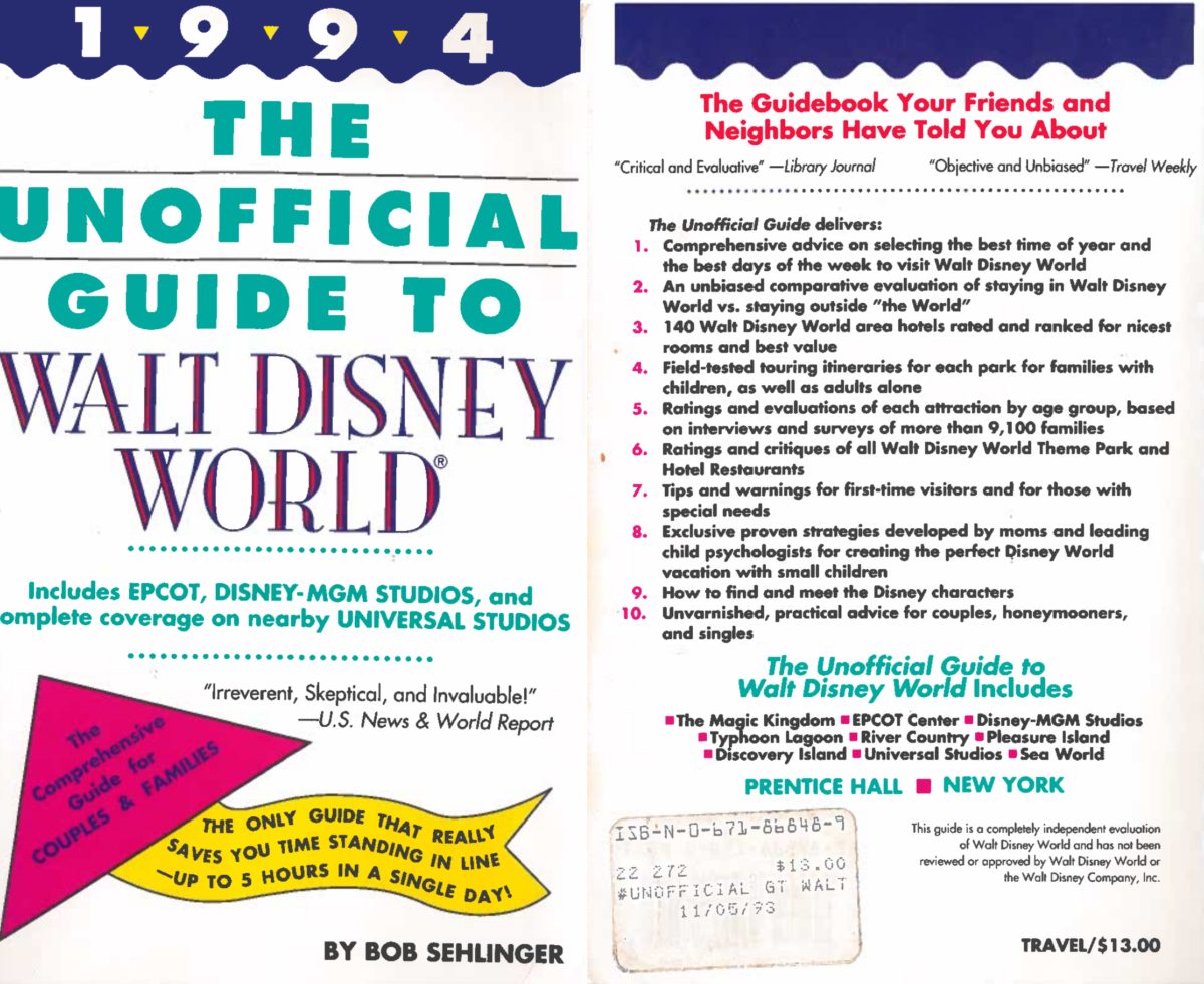A Look Back at The Unofficial Guide to Walt Disney World 1994 ...